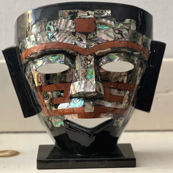 No Brand | Art | Vintagemid Century Abalone Shell Mayan Mask Burial ...